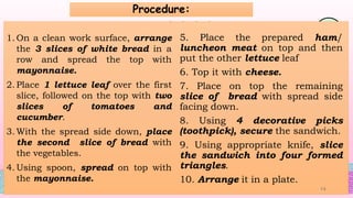 PREPARE SANDWICH FOR PRESENTATION AND PLATING | PPTX