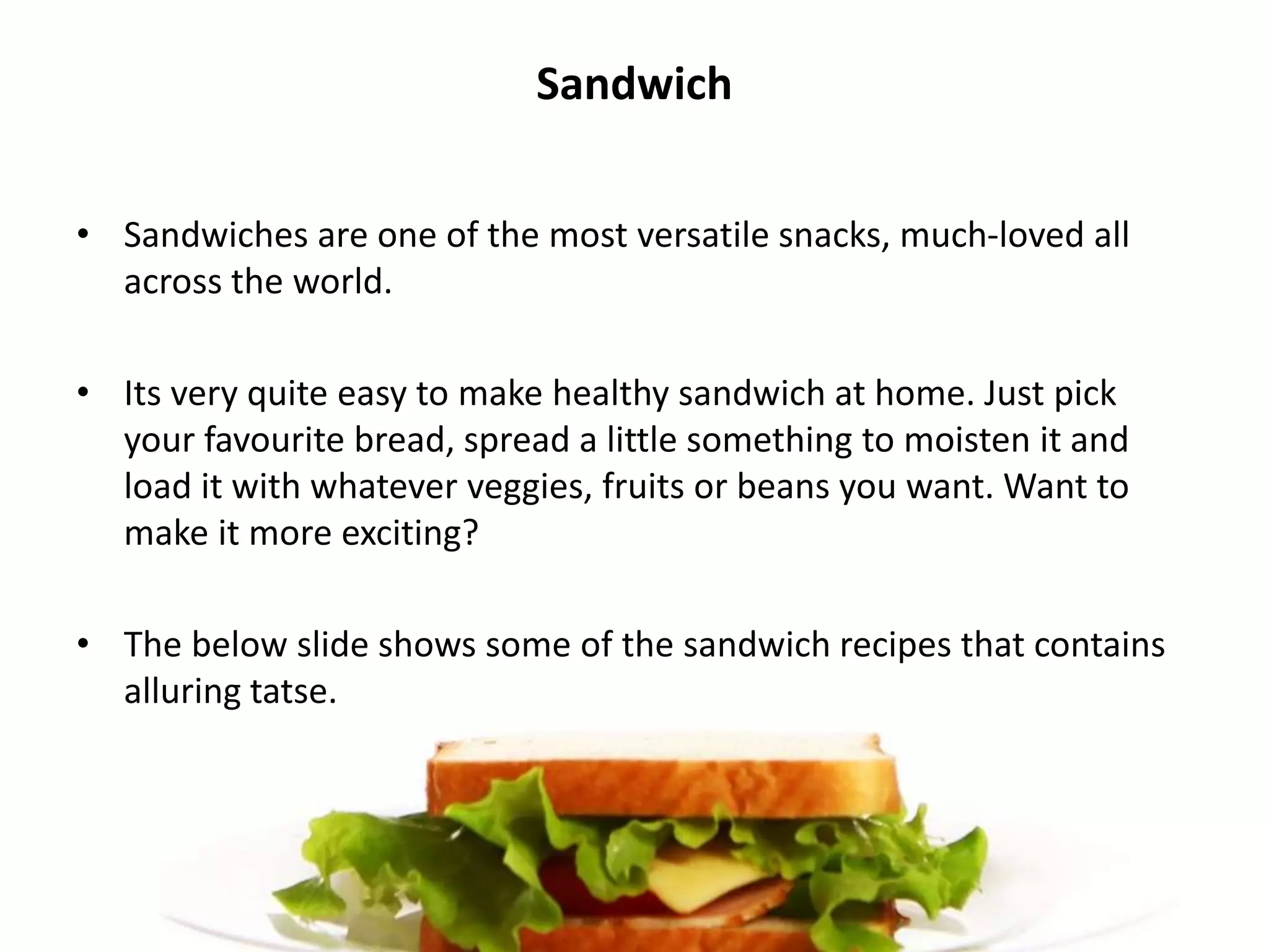 Sandwich Recipes | PPTX