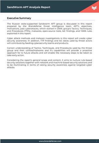 SandWorm APT Group Cyber Intelligence Report | PDF