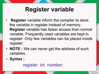 Storage classes in C | PPTX