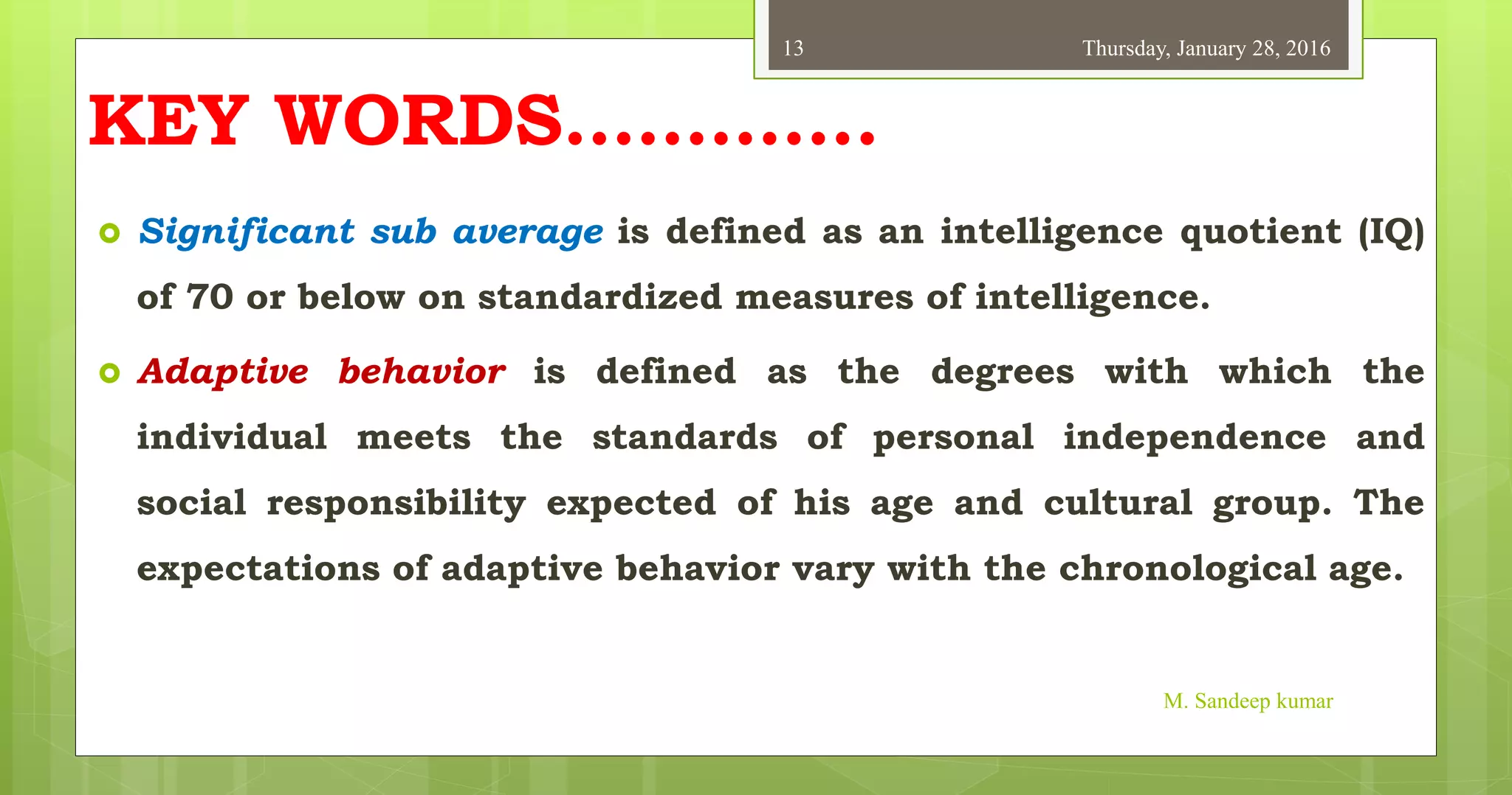 PPT ON MENTALLY CHALLENGED CHILDREN OR MENTAL RETARDATION IN CHILDREN | PPT