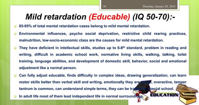 PPT ON MENTALLY CHALLENGED CHILDREN OR MENTAL RETARDATION IN CHILDREN | PPT