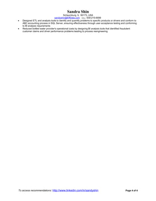Sandy Shin SQL-CV | DOC | Databases | Computer Software and Applications