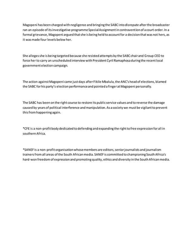 Sanef and cfe fight sabc | PDF Sanef and cfe fight sabc | PDF