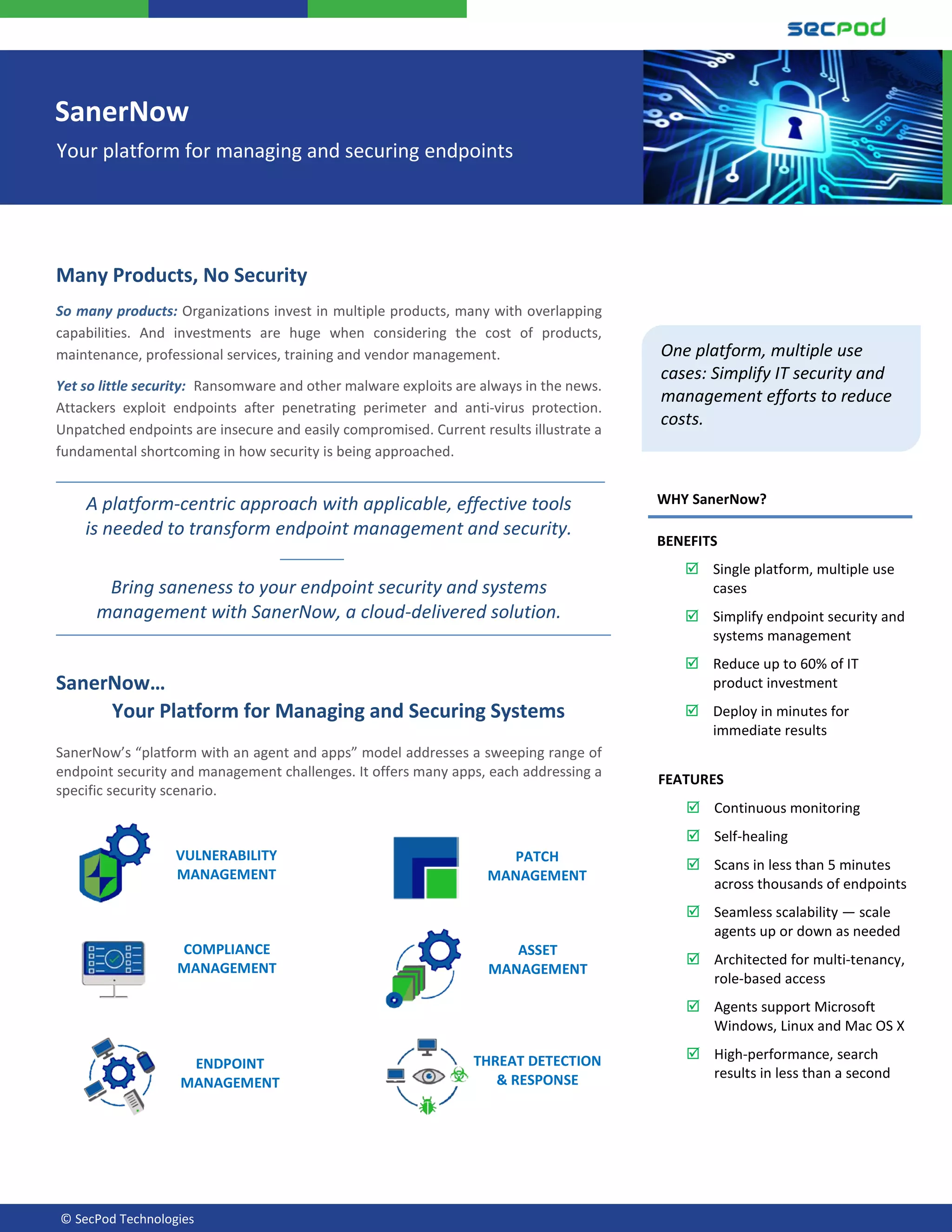 SanerNow platform-datasheet | PDF