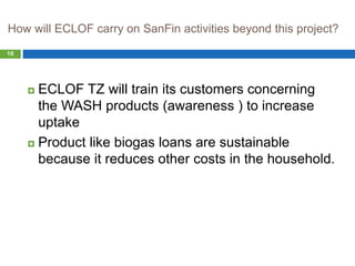 Market research and products concepts for sanitation: ECLOF Tanzania | PPTX