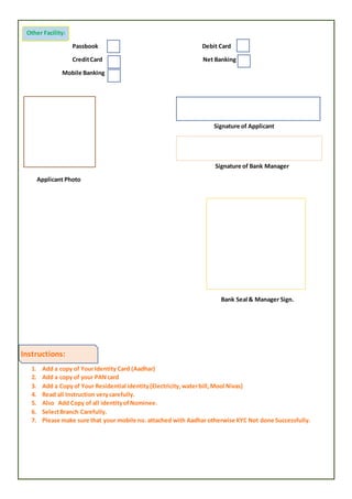 Bank Application Form In Document or Word . | PDF
