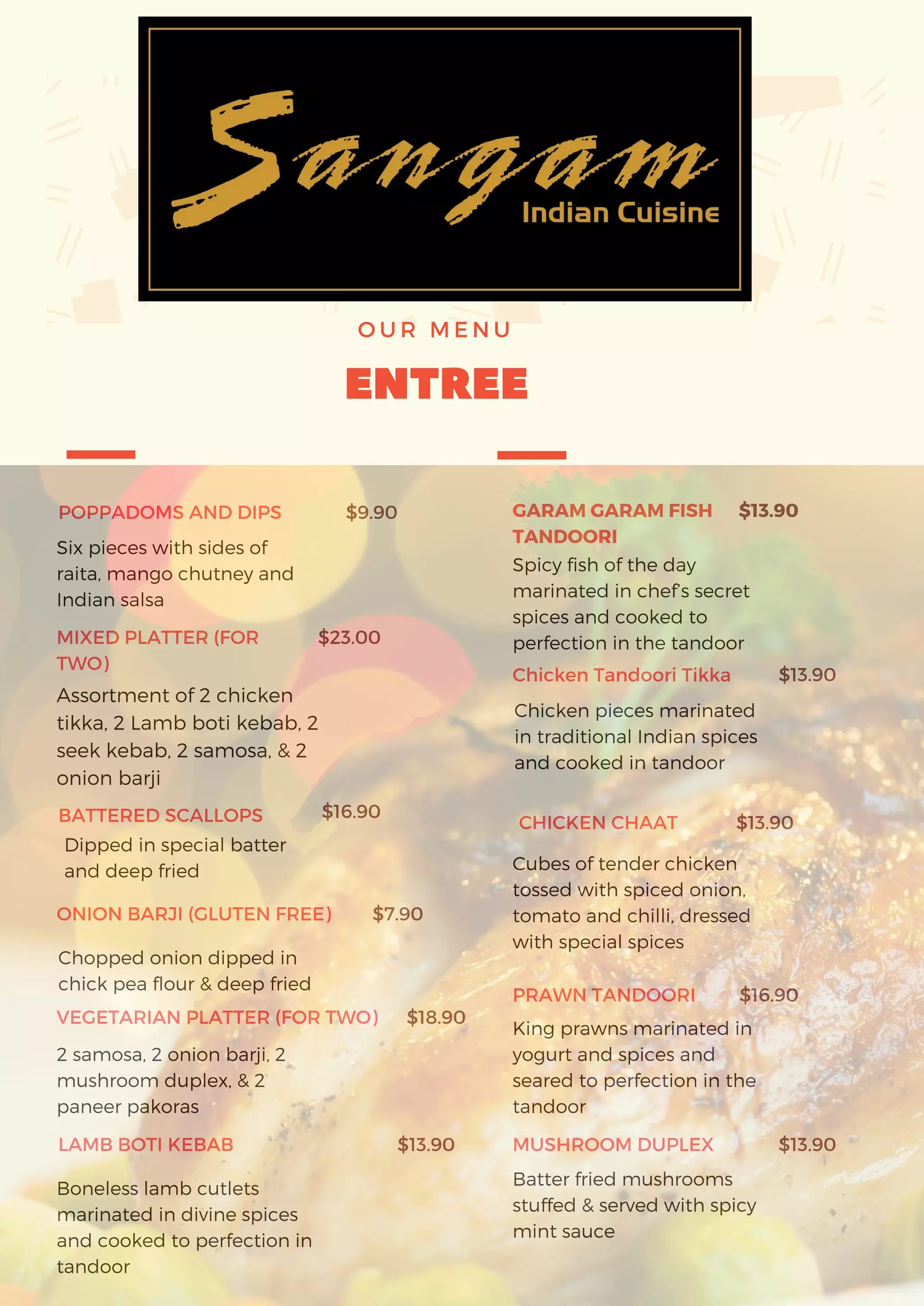 Sangam indian cuisine Menu | PDF