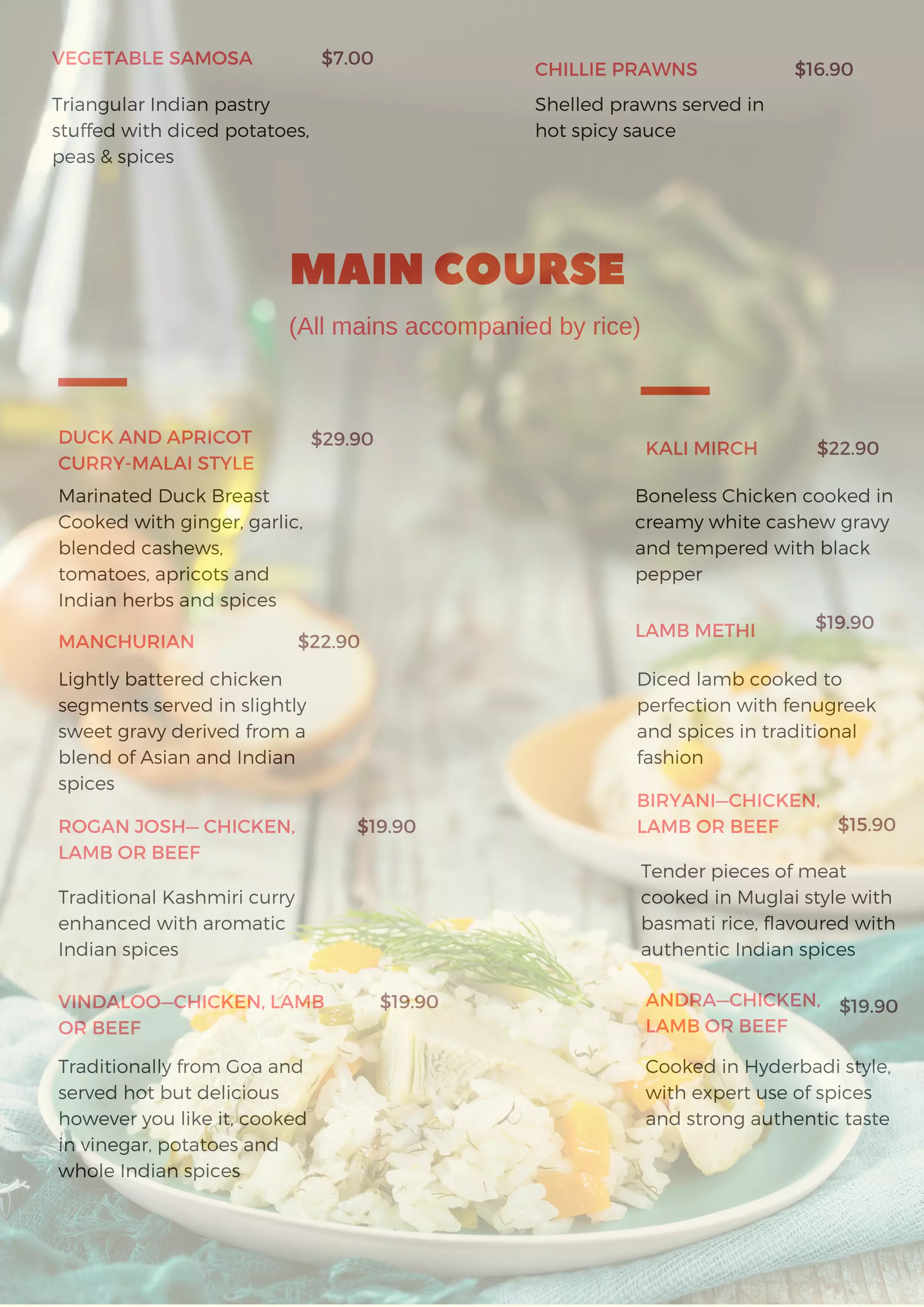 Sangam indian cuisine Menu | PDF