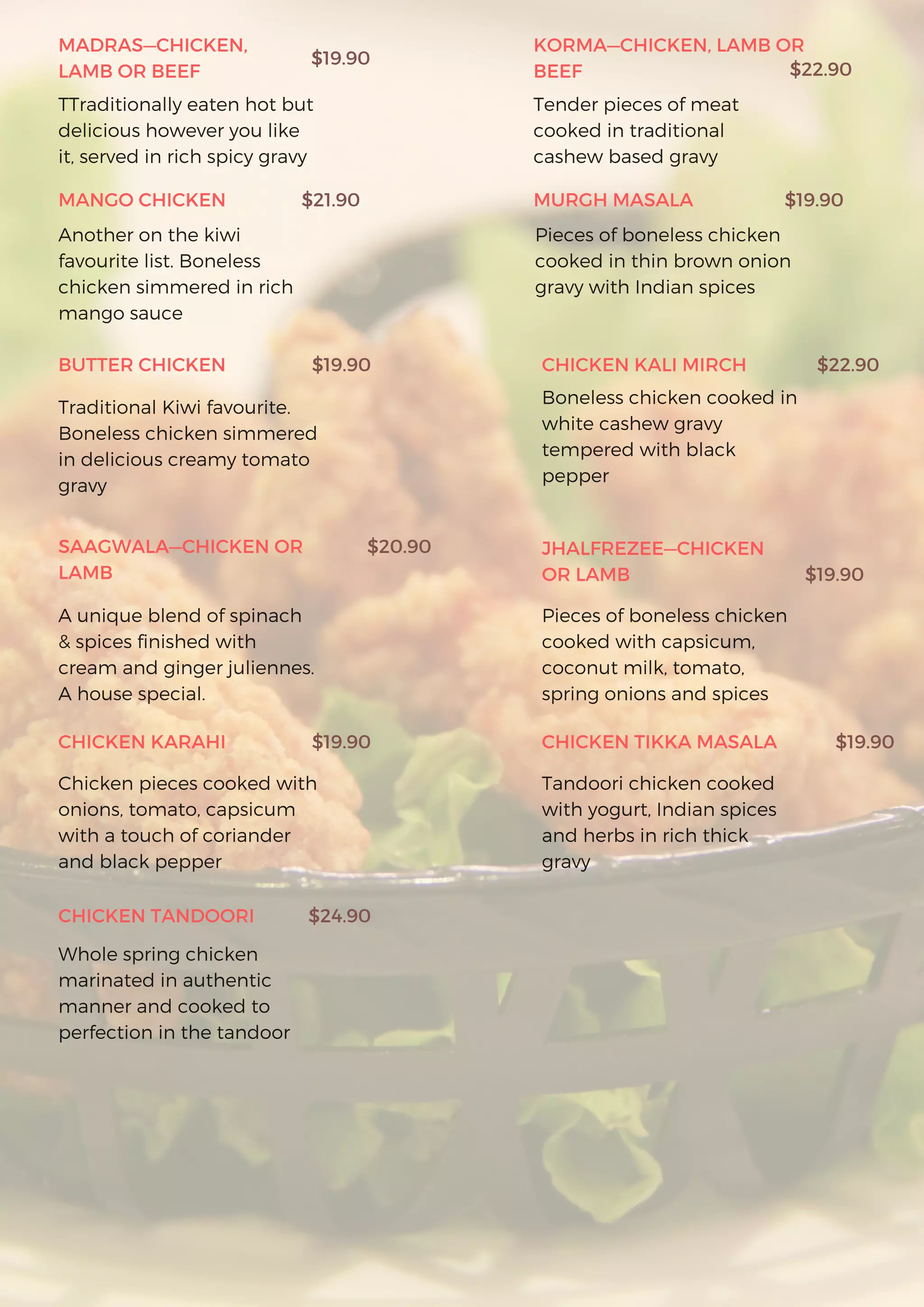 Sangam indian cuisine Menu | PDF