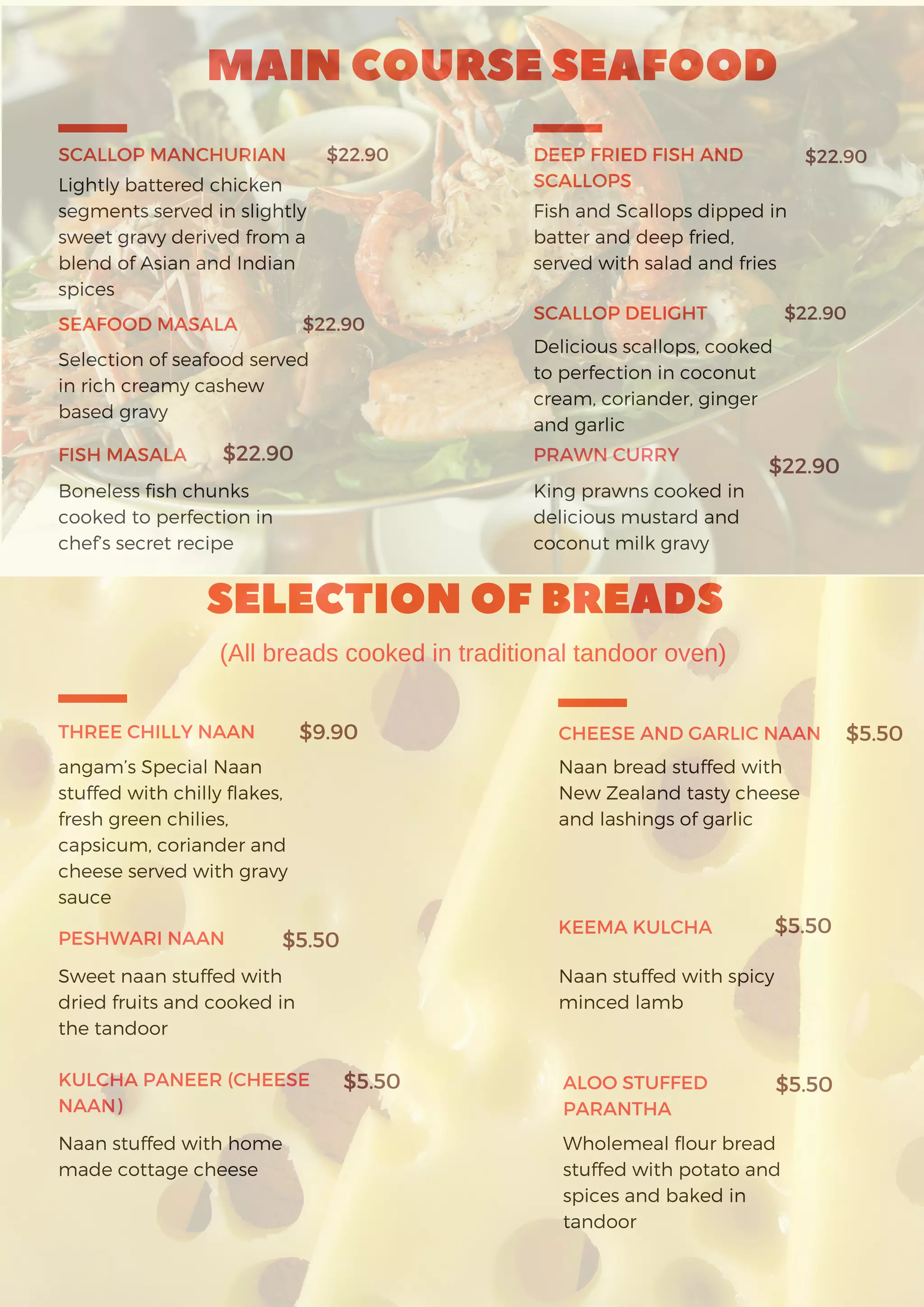Sangam indian cuisine Menu | PDF