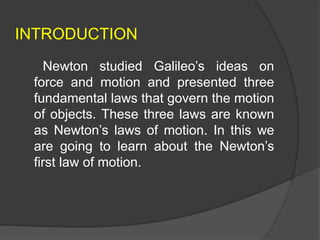 Newton's first law of motion | PPT