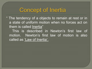 Newton's first law of motion | PPTX