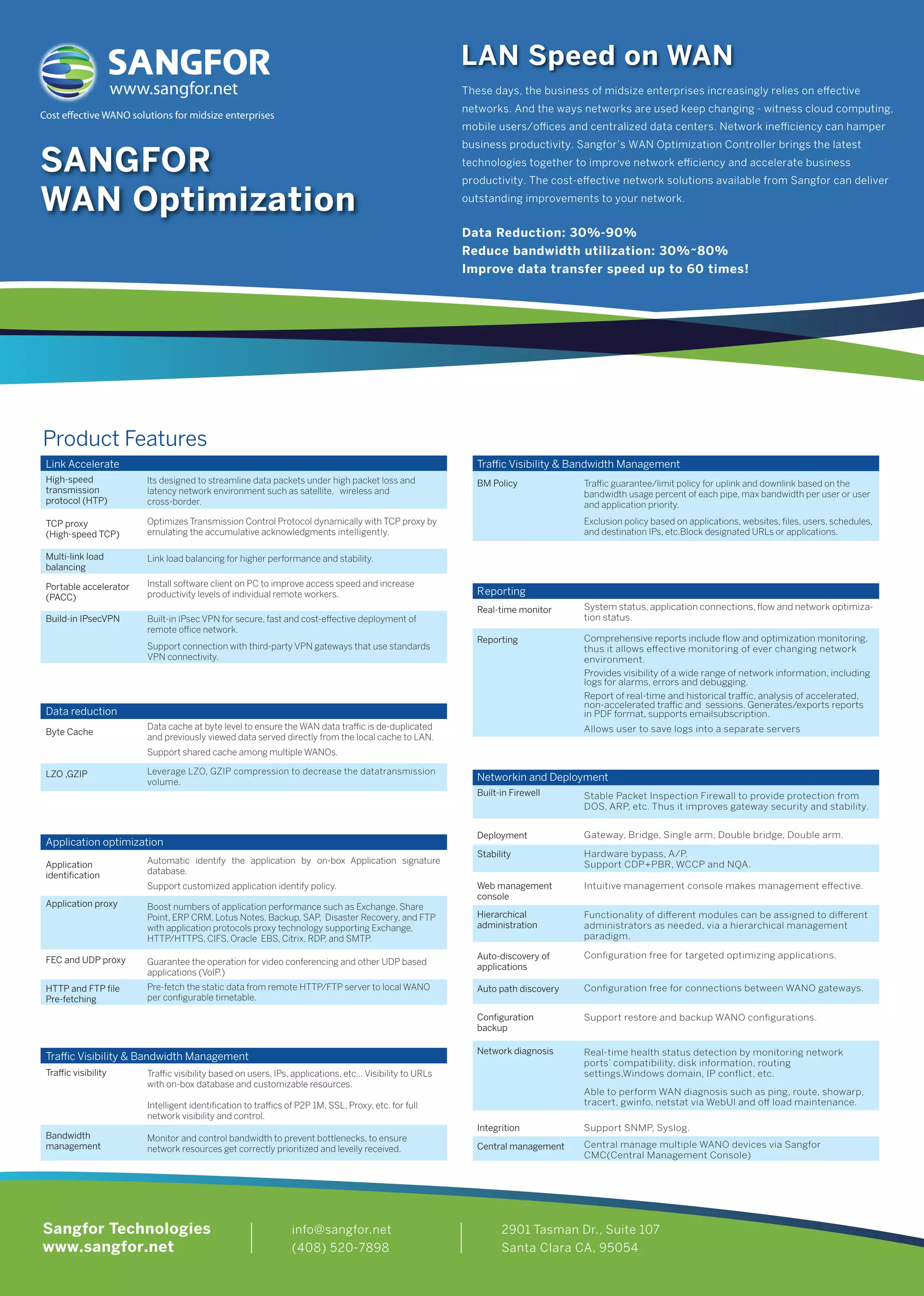 Sangfor wan optimization data sheet | PDF