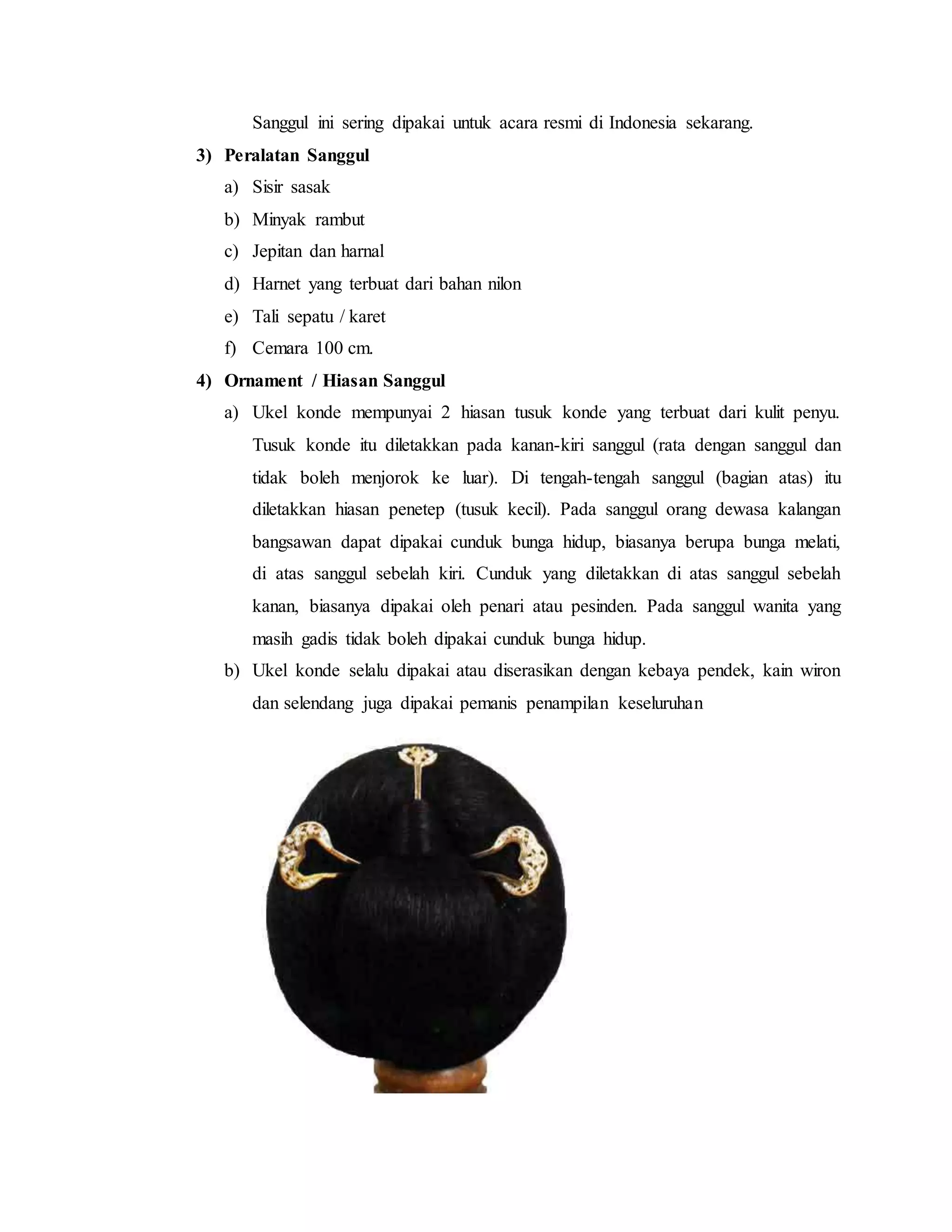 Sanggul ukel konde dari Solo Jawa Tengah | DOCX