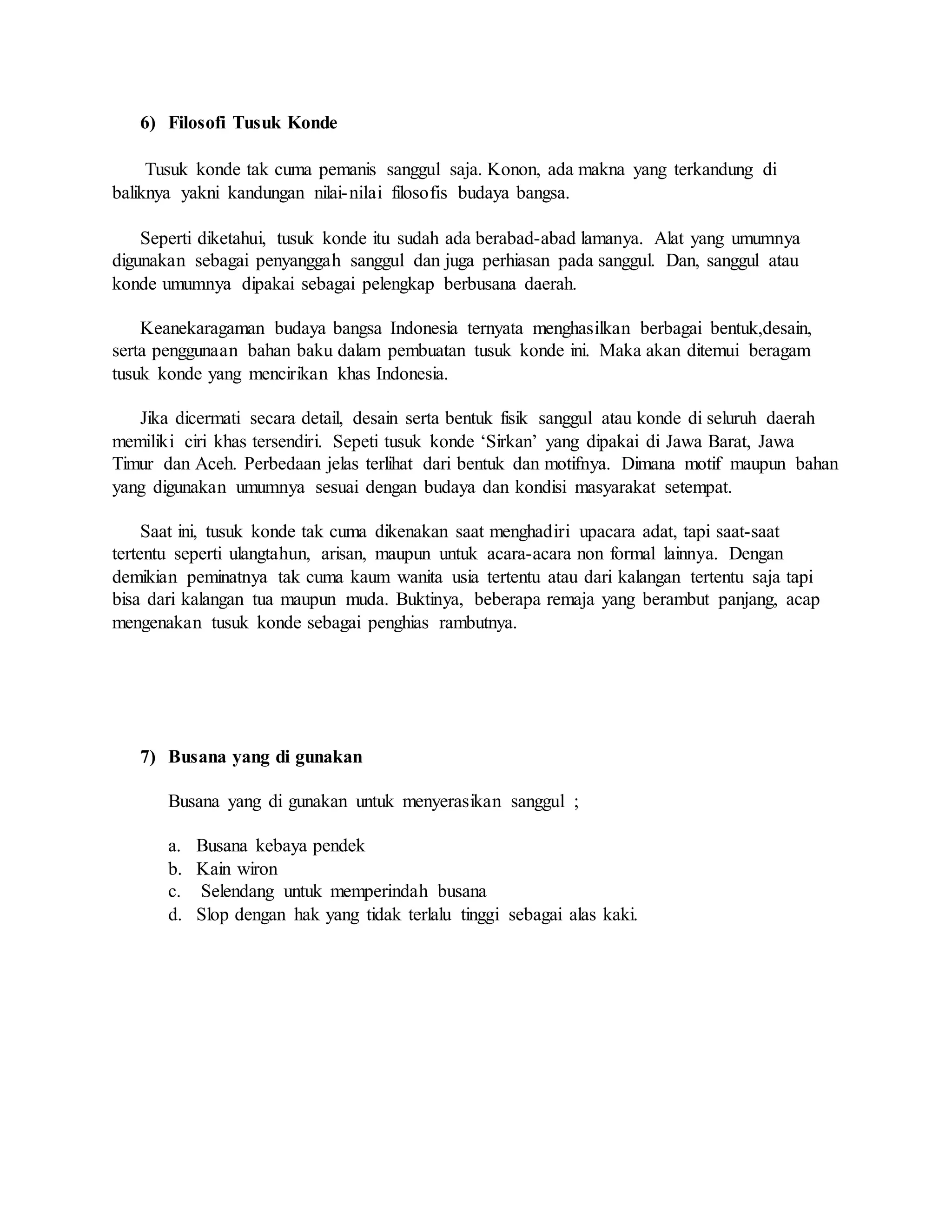 Sanggul ukel konde dari Solo Jawa Tengah | DOCX