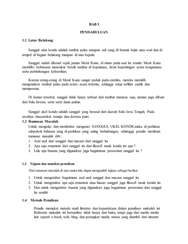 Sanggul ukel konde dari Solo Jawa Tengah | DOCX