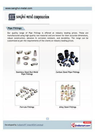 Sanghvi Metal Corporation,Mumbai, Stainless Steel & Carbon Steel pipe fittings | PDF