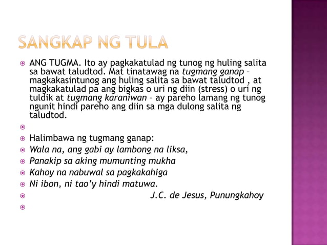 Sangkap at elemento ng tula | PPTX