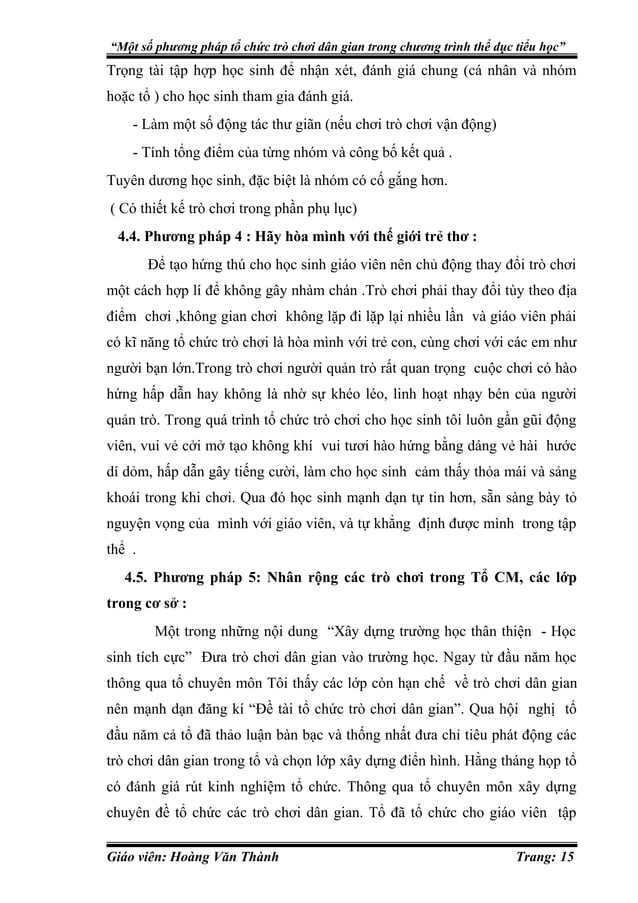 Mot so bien phap to chuc tro choi dan gian trong chuong trinh the duc tieu học | DOC