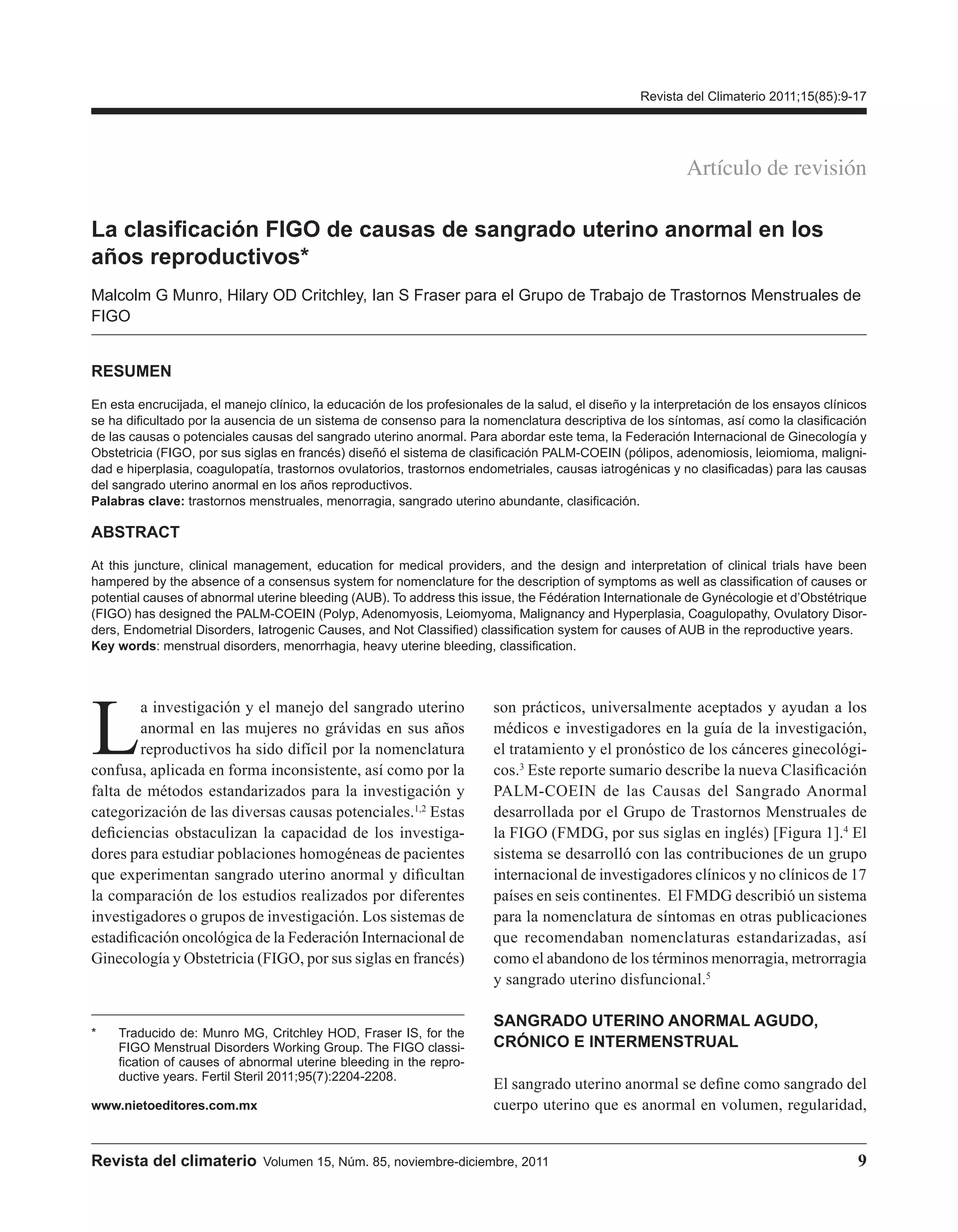 Sangrado uterino-anormal-nueva-clasificacion-figo-2011-español | PDF