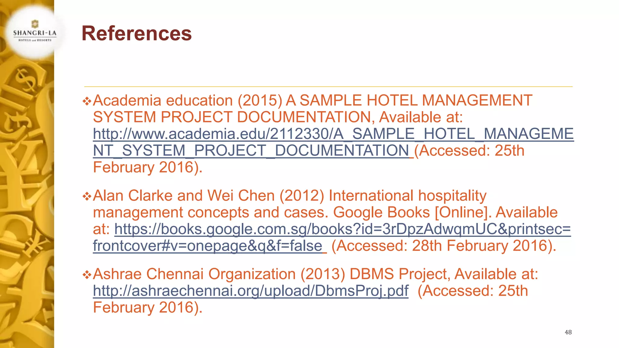 Management Information Systems of Sangri-La Hotels and Resorts | PPTX
