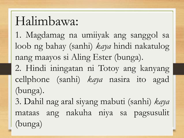 sanhi at bunga powerpoint presentation for filipino | PPTX