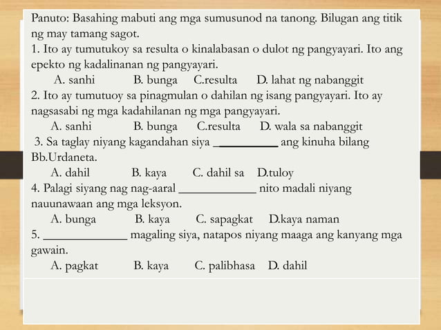 sanhi at bunga powerpoint presentation for filipino | PPTX