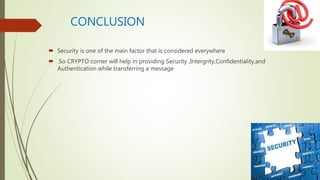 PROJECT REPORT ON CRYPTOGRAPHIC ALGORITHM | PPTX