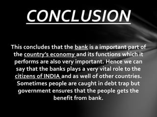 Class 10th Social Studies PPT on Roles of Bank | PPTX