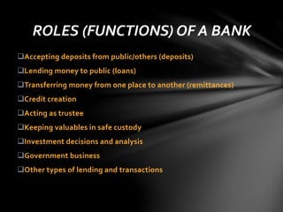 Class 10th Social Studies PPT on Roles of Bank | PPTX