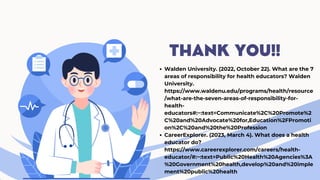 HEALTH EDUCATOR RESPONSIBILITIES- miness | PDF