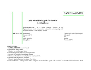 Saniguard 7500.Quaternary silane based Antimicrobial | PDF