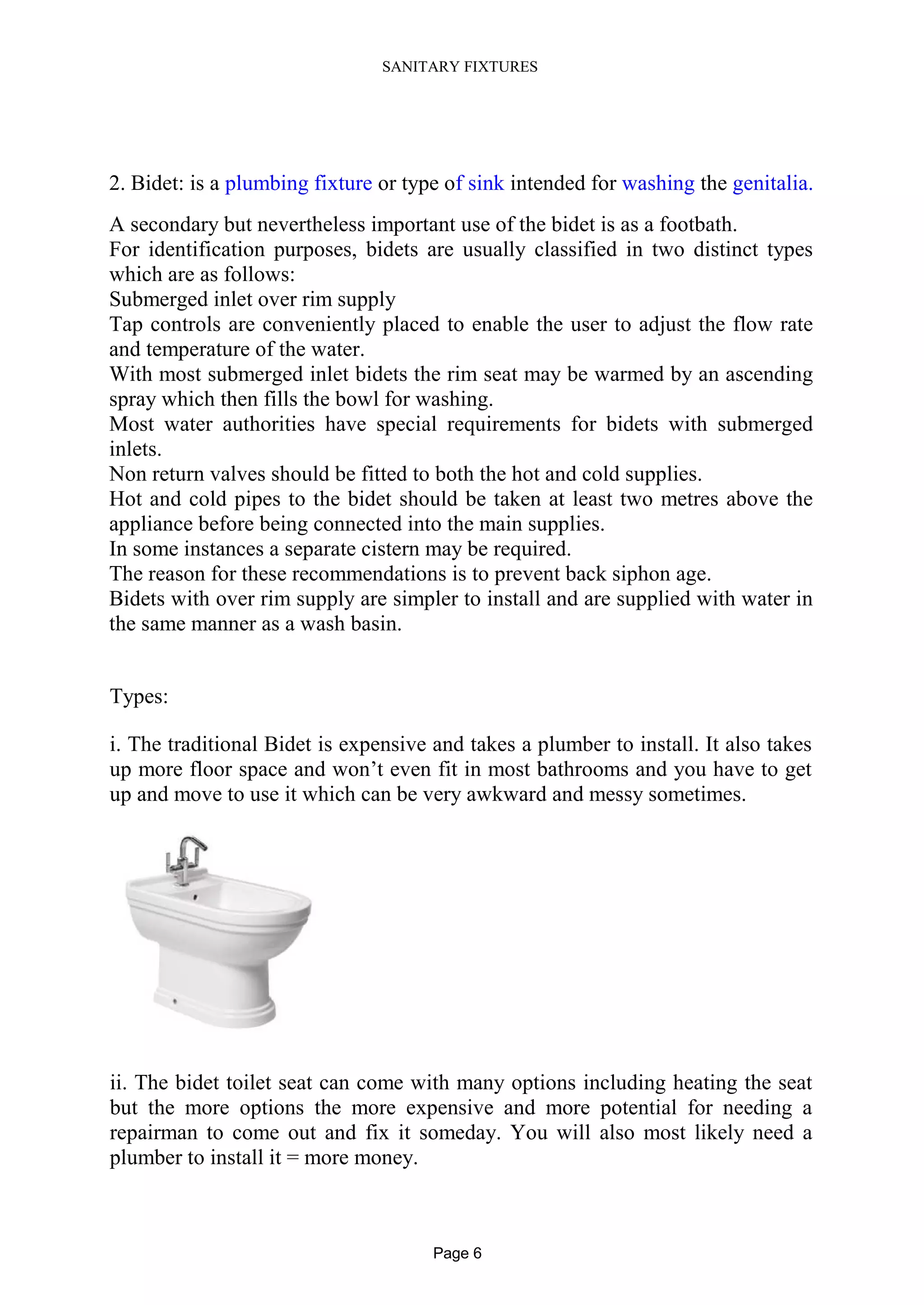 SANITARY FIXTURES | PPT