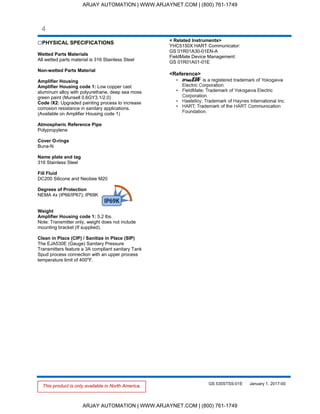 Sanitary Industrial Pressure Transmitters | PDF