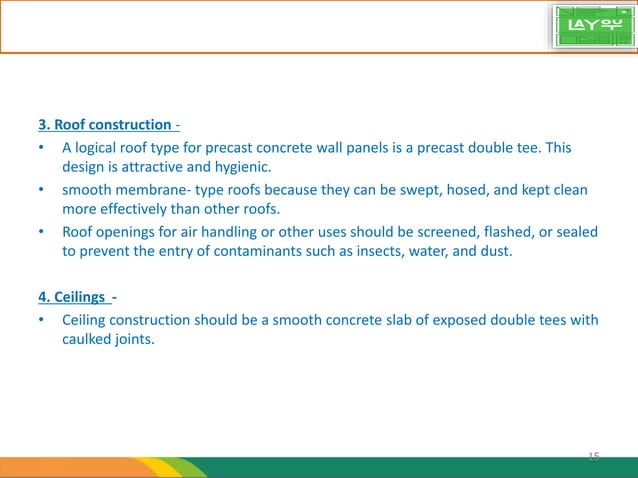 Sanitary design and construction for food processing | PPTX | Indoor ...