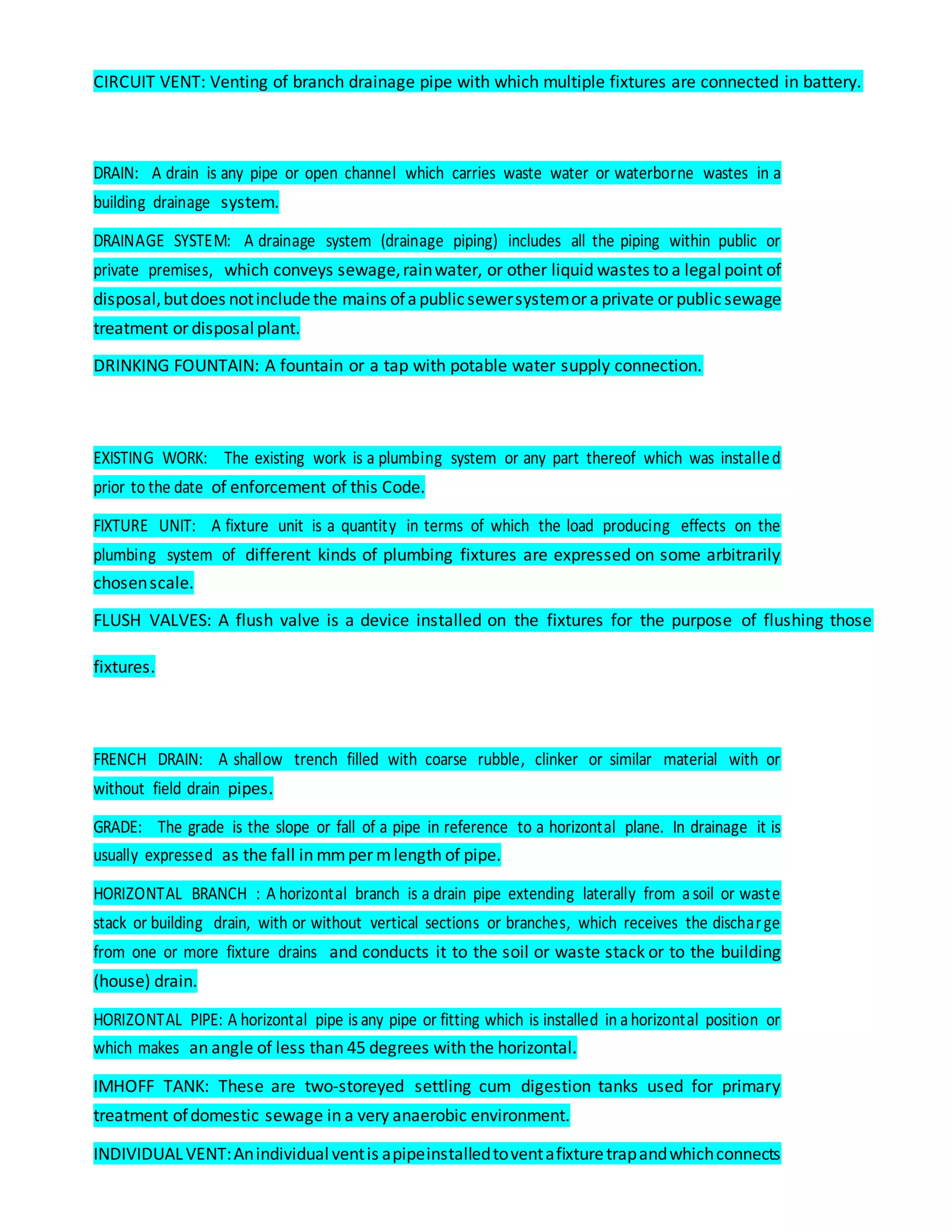 Sanitary drainage design | DOCX