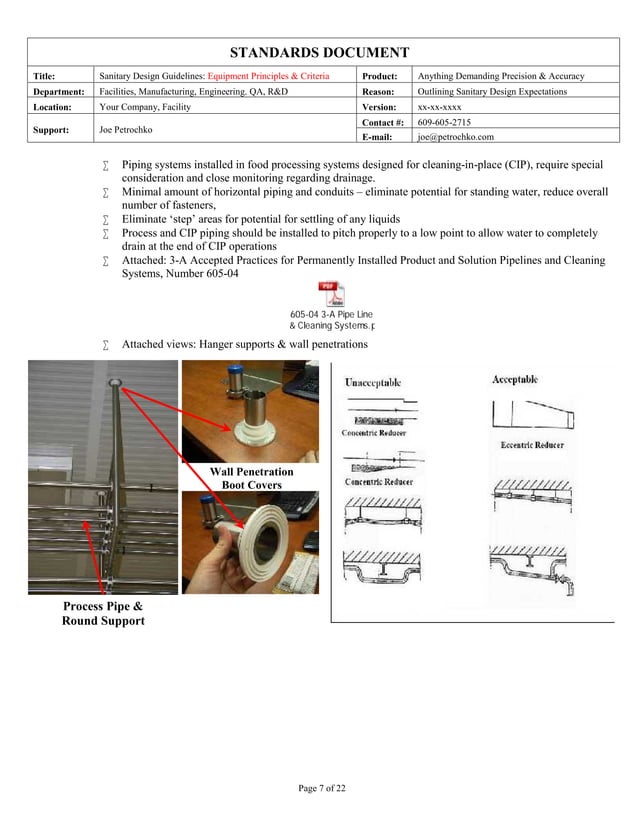 Sanitary Equipment Design Guidelines - Part 1 of 2 | PDF