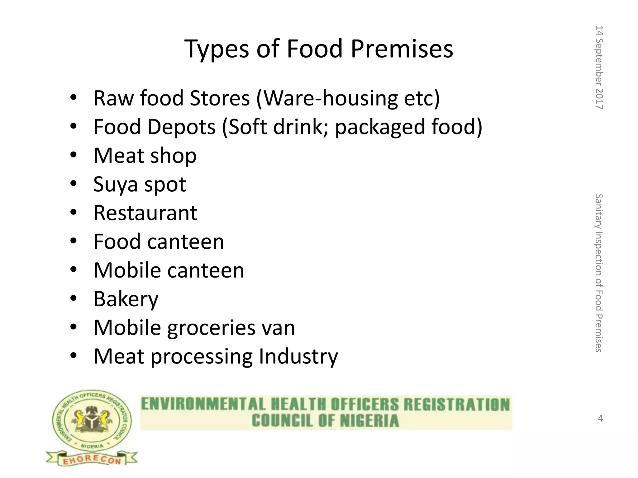 Sanitary inspection of food premises | PPTX
