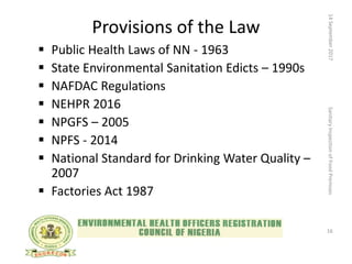 Sanitary inspection of food premises | PPTX