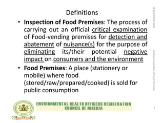 Sanitary inspection of food premises | PPTX