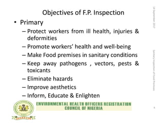Sanitary inspection of food premises | PPTX