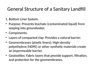 Sanitary Landfill: Components, Types, Importance and Challenges | PPTX