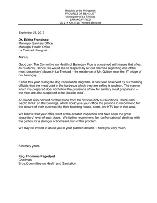 Sanitary letter | DOCX