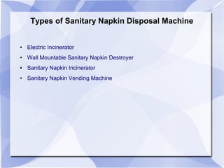 All About Sanitary Napkin Disposal Machine | ODP