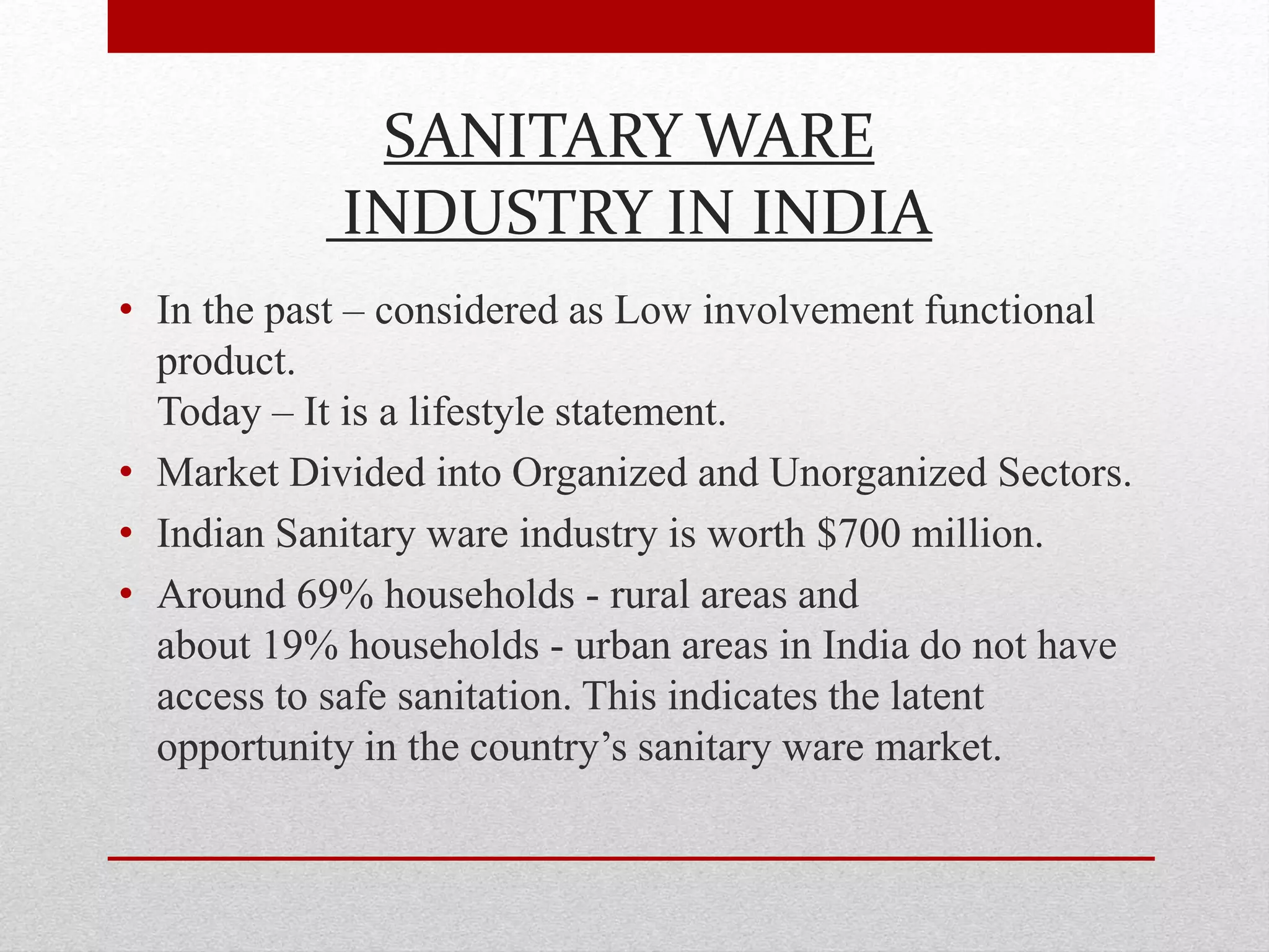 Indian Sanitary Ware Industry | PPTX