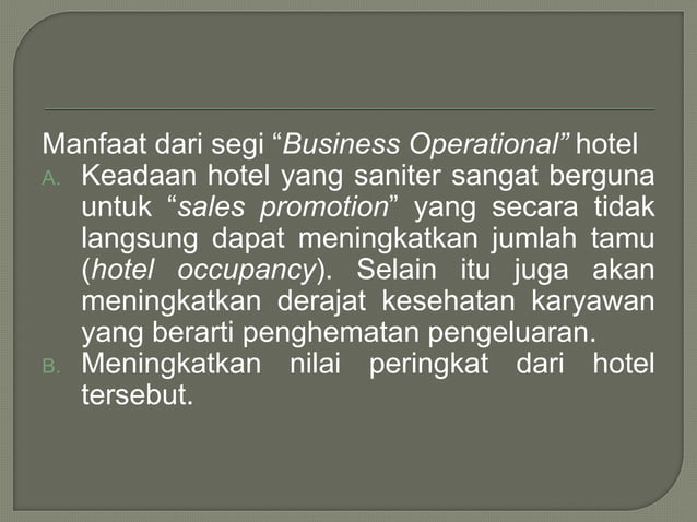 SANITASI TEMPAT TEMPAT UMUM - SANITASI HOTEL | PPTX