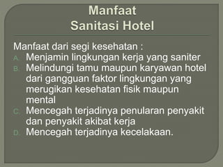 SANITASI TEMPAT TEMPAT UMUM - SANITASI HOTEL | PPTX