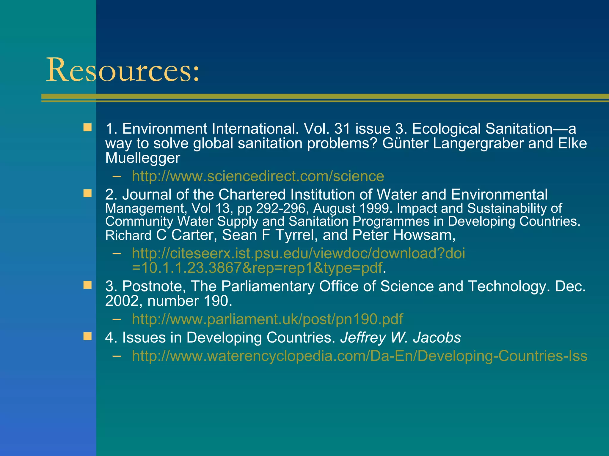 Sanitation Issues In The Developing World | PPT