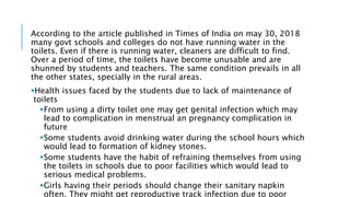 Sanitation problem in academic institution | PPTX
